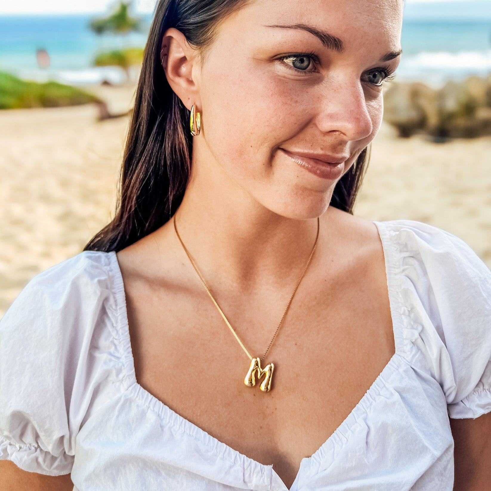 Initial Letter Bubble Monogram Necklace- Waterproof – FIONA GRACE