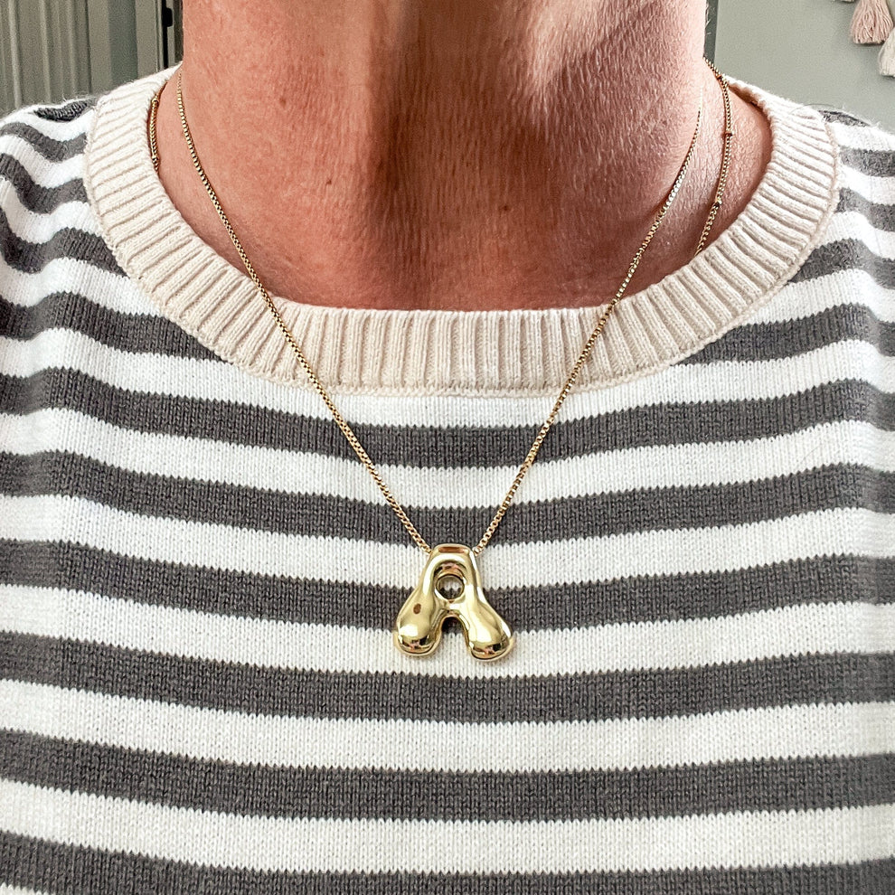 Initial Letter Bubble Monogram Necklace- Waterproof – FIONA GRACE
